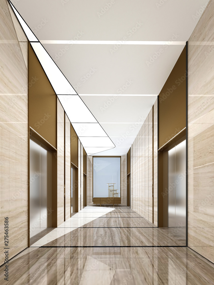 3d render luxury hotel lobby reception Stock Illustration | Adobe Stock