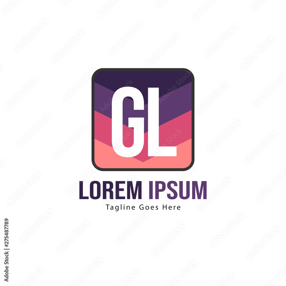 Initial GL logo template with modern frame. Minimalist GL letter logo ...