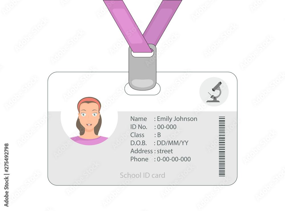 Student ID with photo. School identity card. Personal identification ...