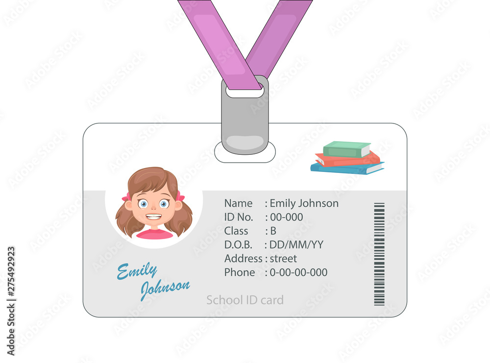 Student ID with photo. School identity card. Personal identification ...