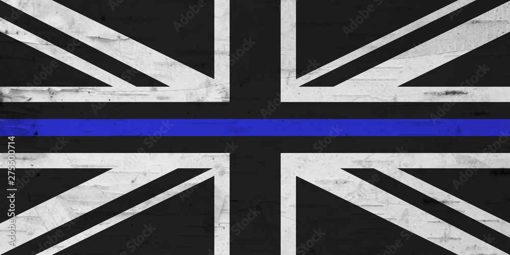 British thin blue line flag with grunge texture Stock Illustration ...