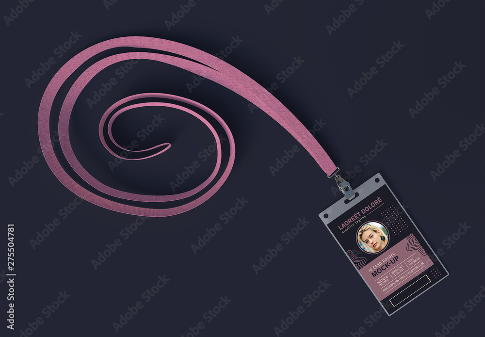 Work ID Badge with Lanyard Mockup Stock Template | Adobe Stock