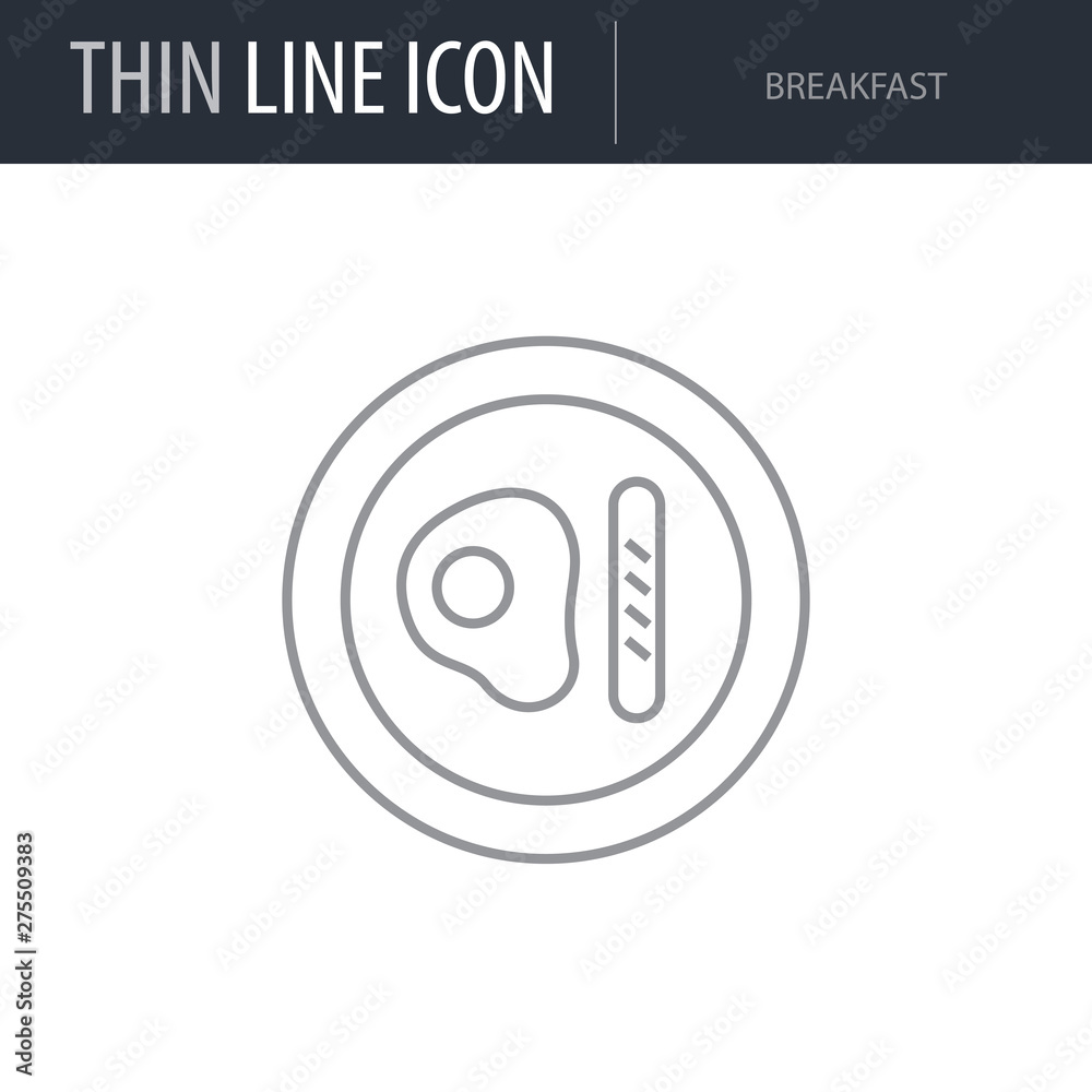 Symbol of Breakfast. Thin line Icon of of Tourism And Travel. Stroke ...