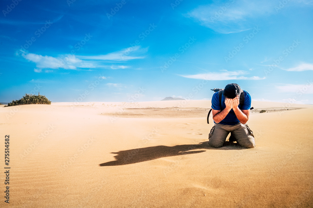 Man Standing Alone In Desert