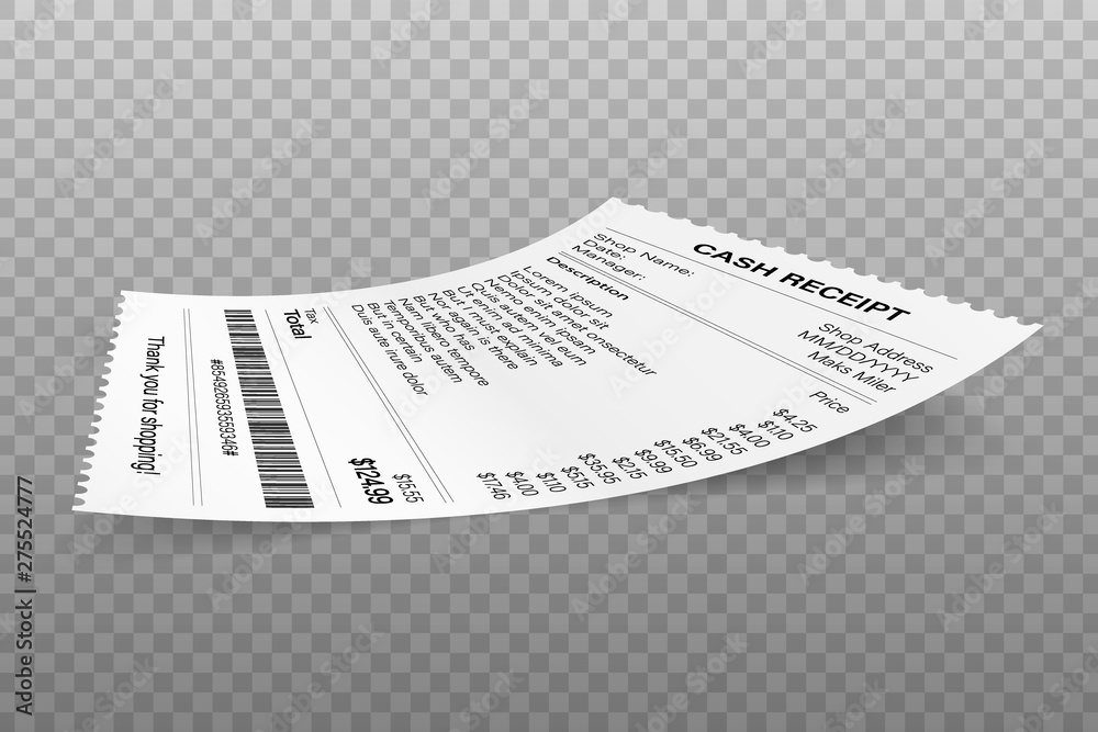 Receipts vector illustration of realistic payment paper bills for cash ...