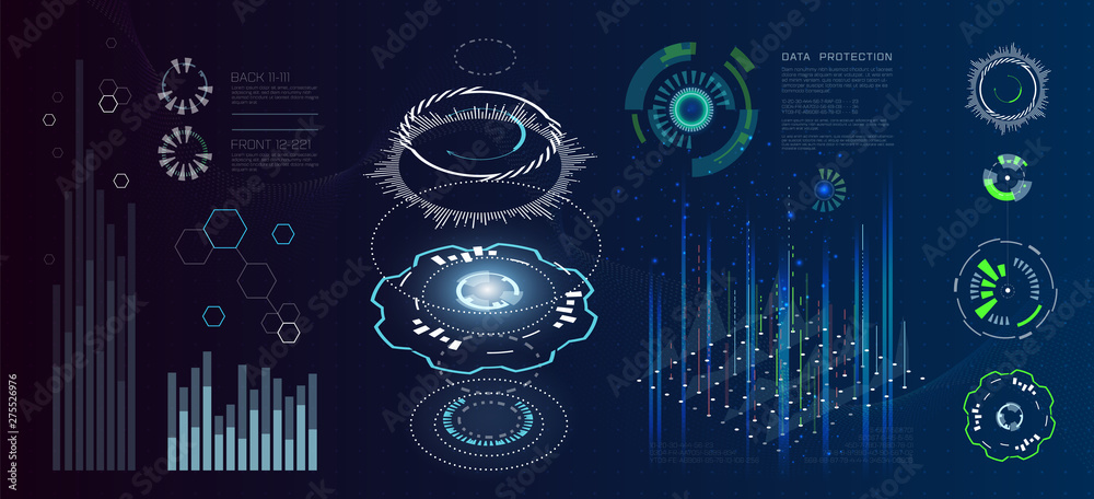 Technology futuristic modern user interface circle shapes. HUD elements ... Technology futuristic modern user interface circle shapes. HUD elements ...