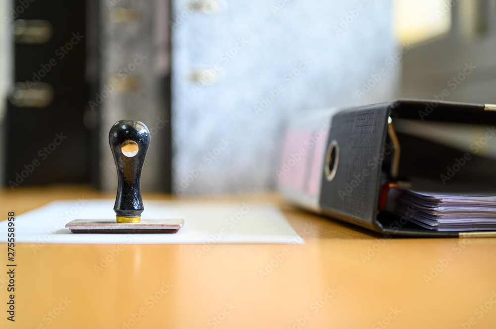 Documents waiting to be approved, placed at the office desk Stock Photo ...