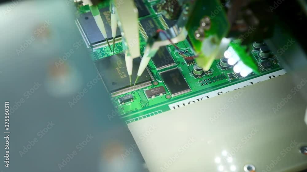 Factory Machine at Work: Printed Circuit Board Being Assembled with ...