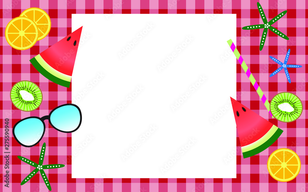 Summer border in picnic table background with fruits like orange ...