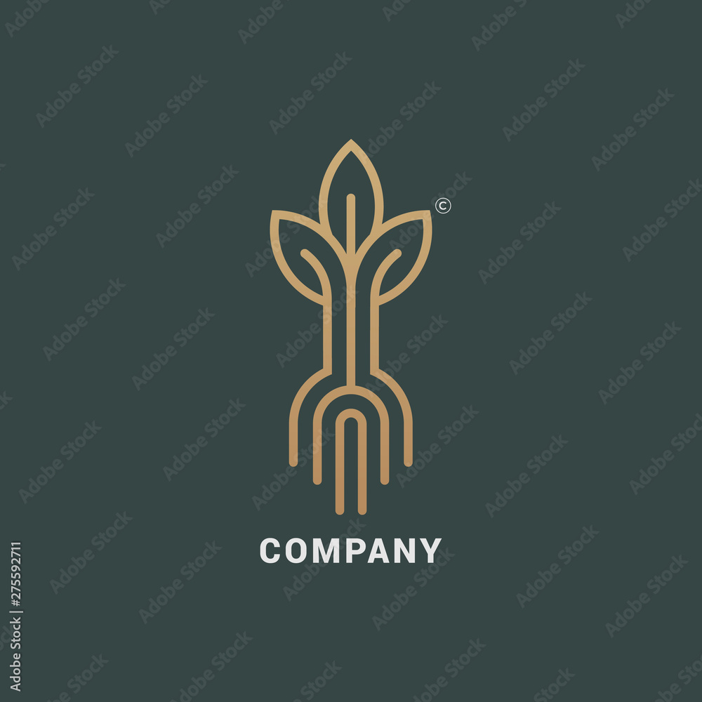 Abstract Sprout with Roots logo icon vector design. Elegant Plant ...