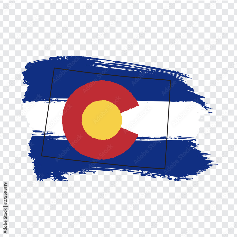 Flag of Colorado from brush strokes and Blank map of Colorado. United ...