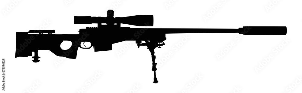 Vector illustration of a sniper rifle silhouette isolated on white ...