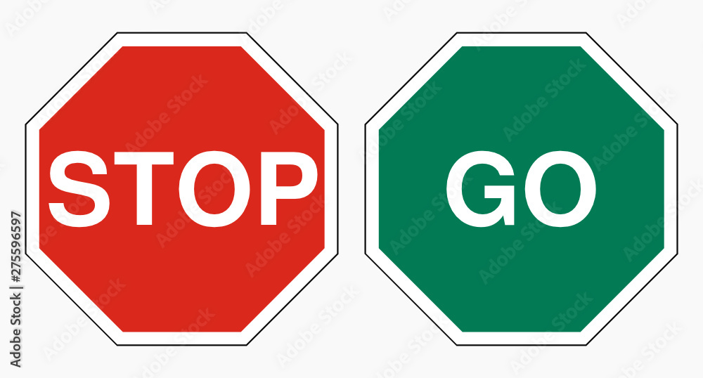 Vector High quality illustration of stop sign and go sign isolated on ...