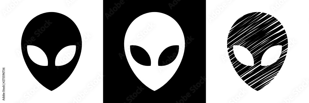 Vetor de Vector illustration set of three alien heads - isolated ...