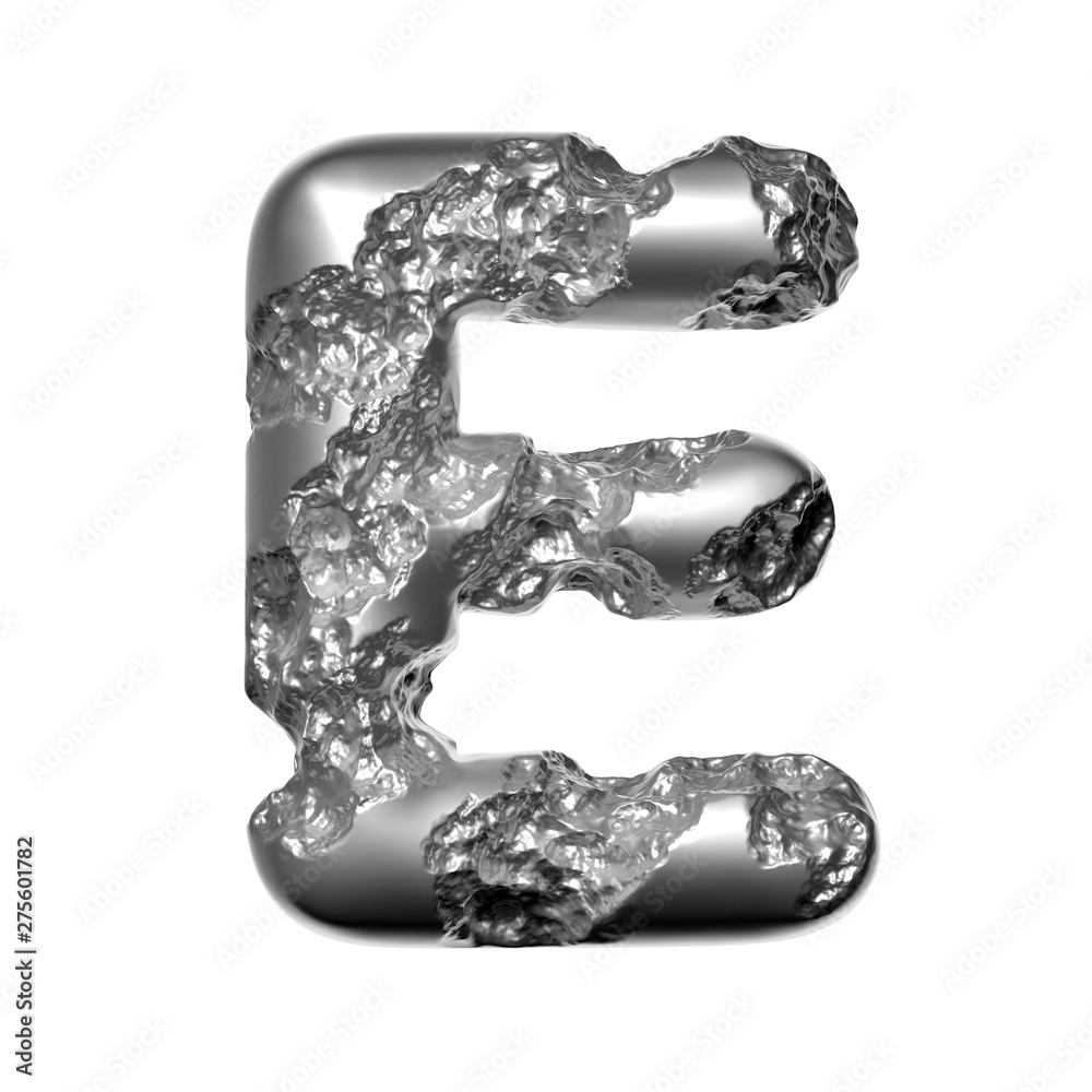Melted steel letter E - Lower-case 3d Hammered steel font - Technology ...