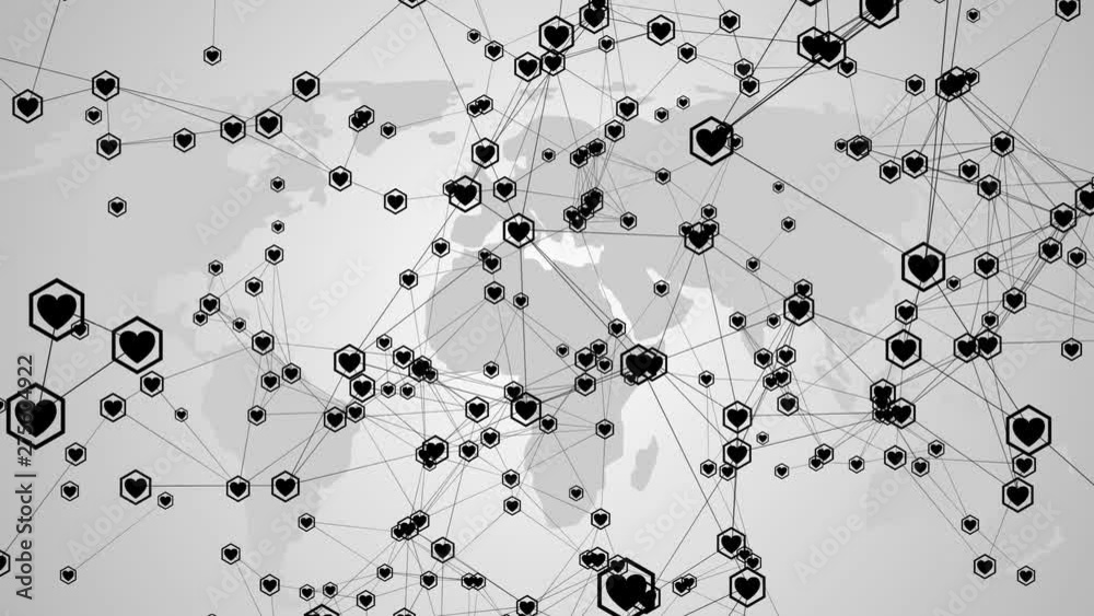 Digital Heart Icon Appearing in Network Cloud from Lines and Dots ...