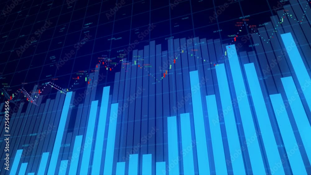 4k HUD graph and bar stats,Stock market business data visualization ...