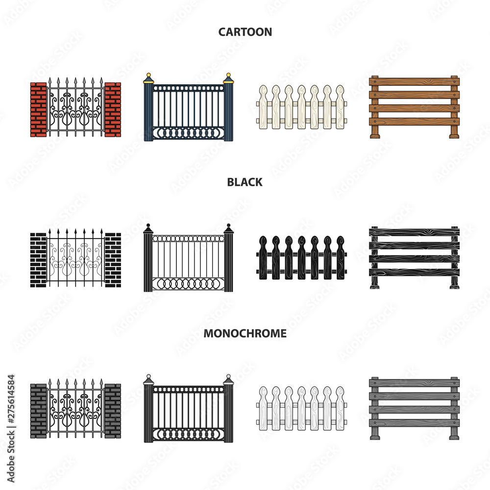 Vector design of gate and fence icon. Set of gate and wall stock symbol ...