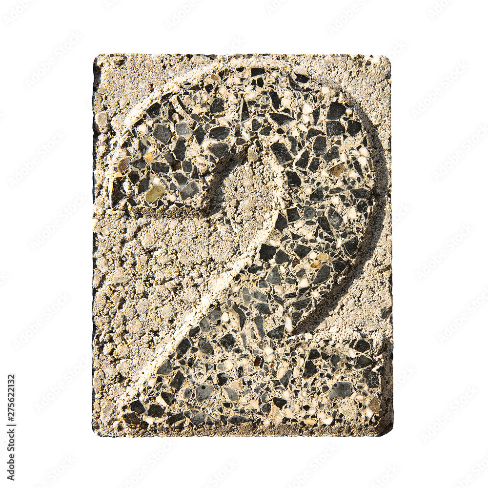 Number 2 carved in a concrete block - A concrete block with the number ...