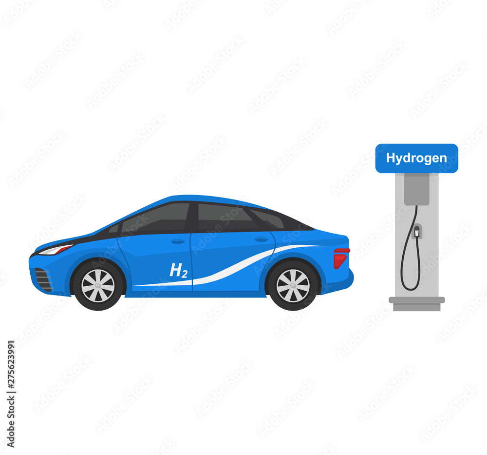 Fuel alternative vehicle vector team-car or gas-truck and solar-van or ...