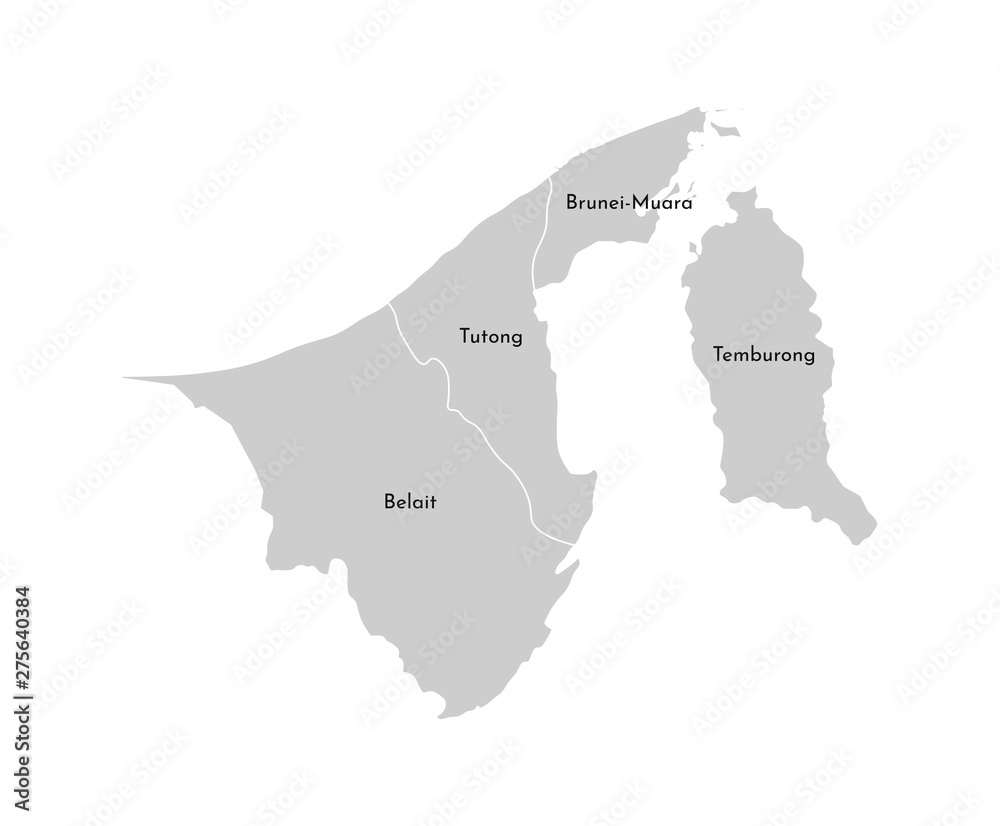 Vector isolated illustration of simplified administrative map of Brunei ...