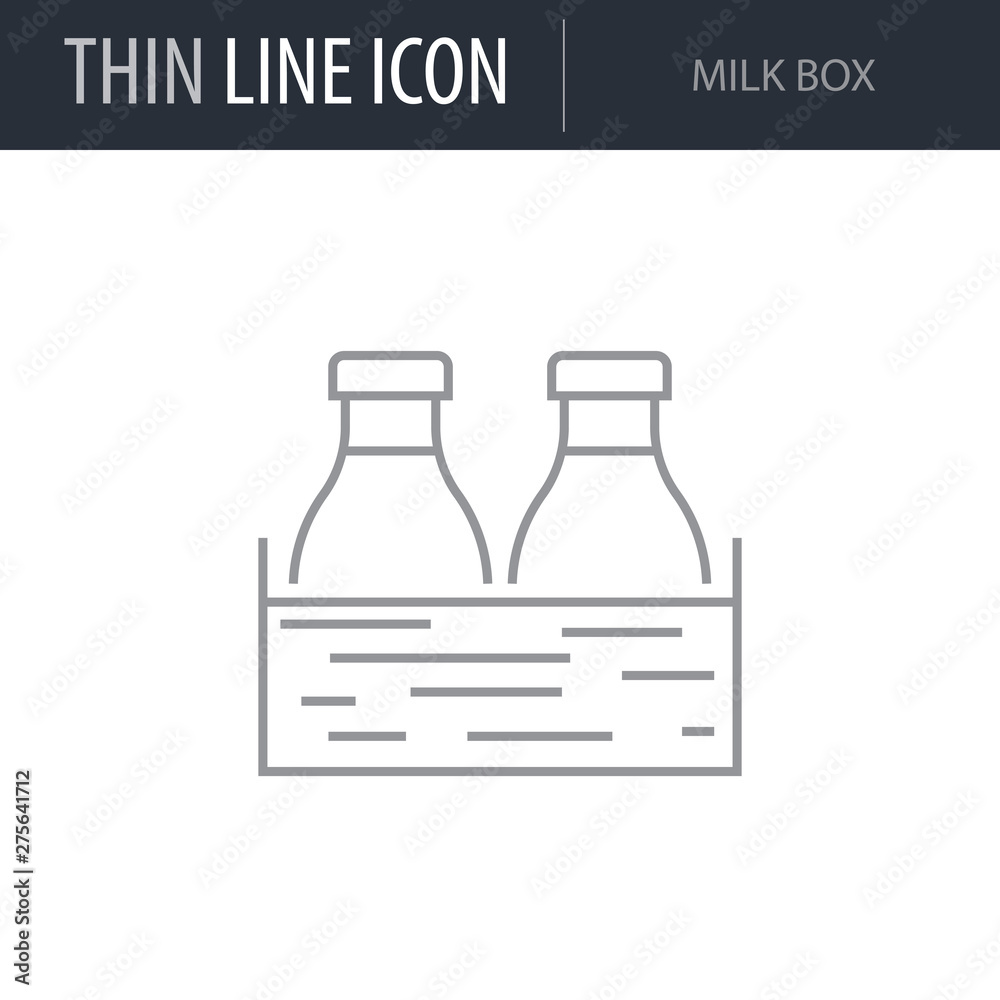 Symbol of Milk Box. Thin line Icon of Milk. Stroke Pictogram Graphic ...