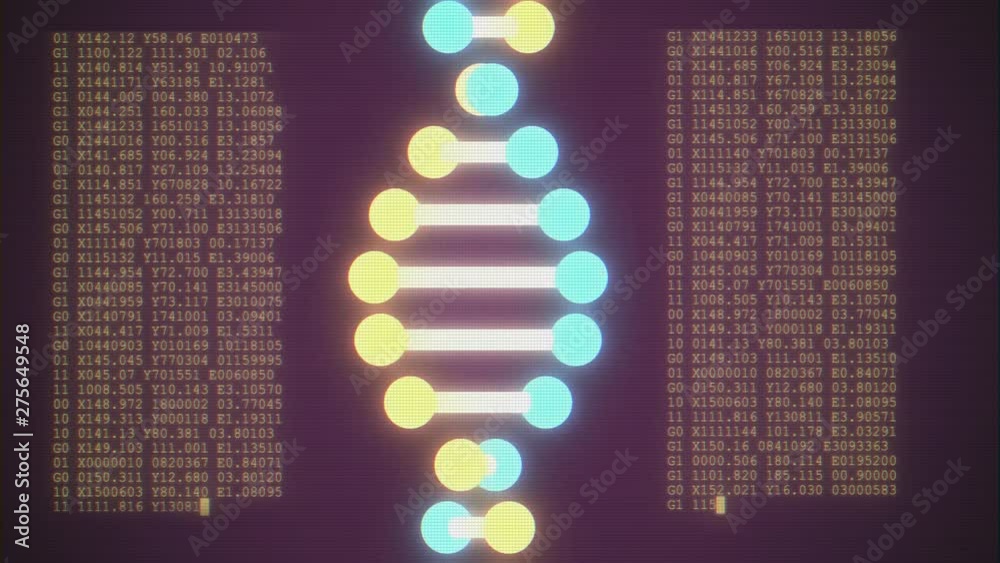 Vidéo Stock DNA spiral shape molecule decoding on lcd screen seamless ...
