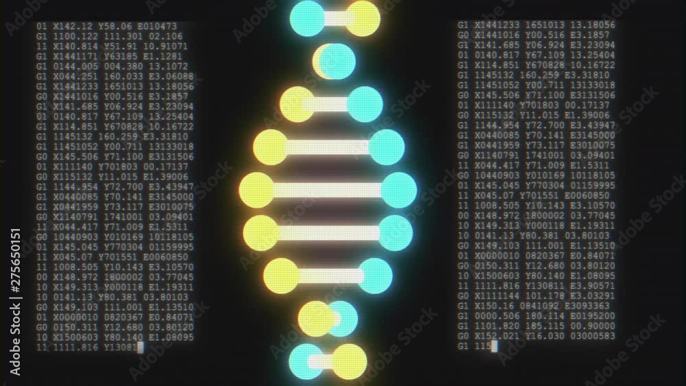 DNA spiral shape molecule decoding on lcd screen seamless loop animation background new quality ...