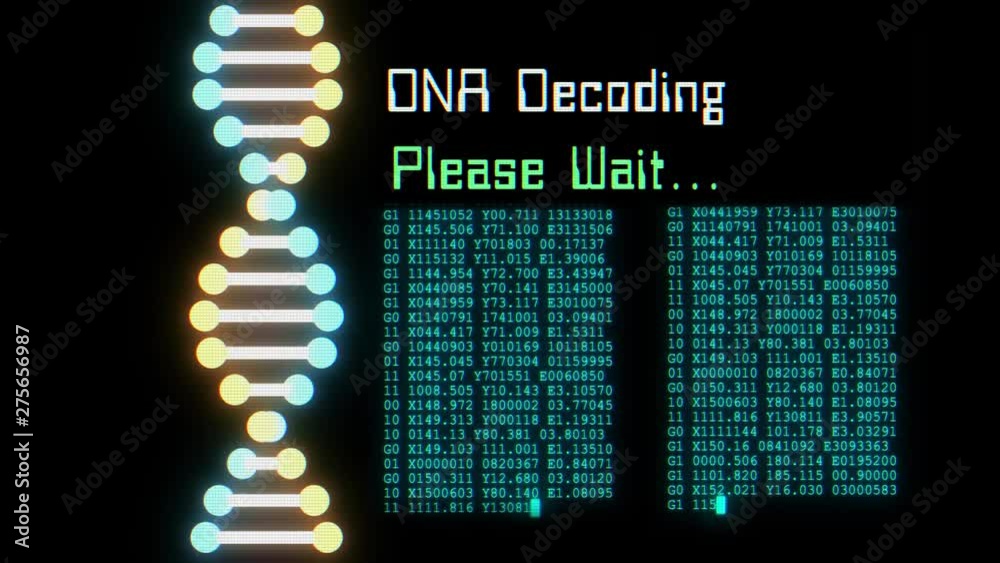 DNA spiral shape molecule decoding on lcd screen seamless loop ...