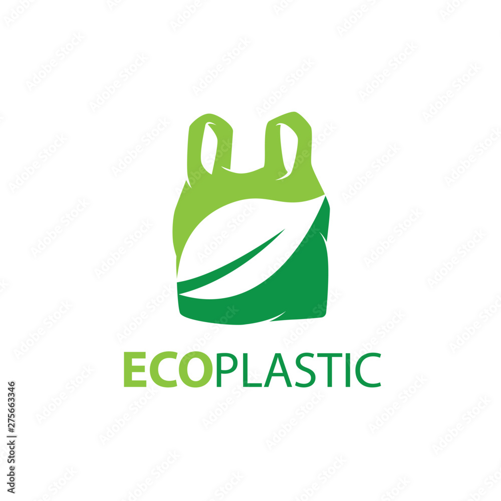 Plastic bag with leaf icon vector logo for biodegradable Stock Vector ...