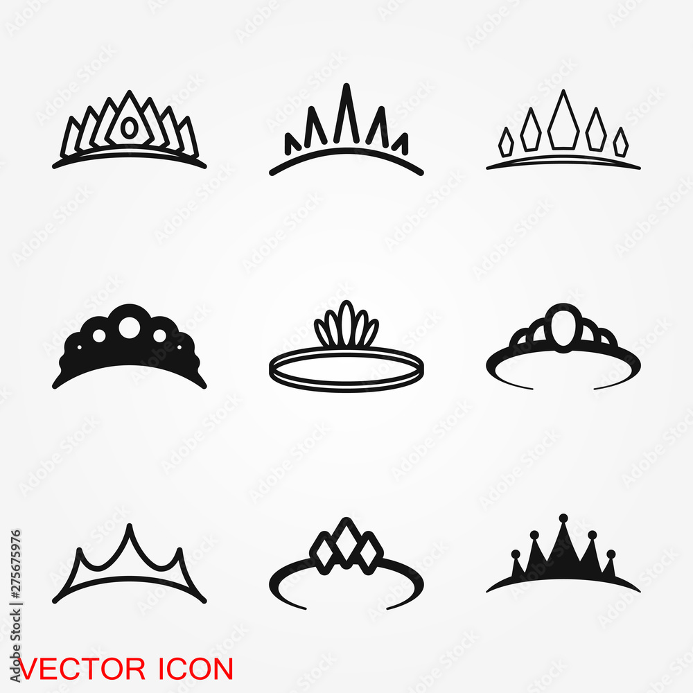 Vector Diadem icon in flat style. Royalty crown illustration pictogram ...