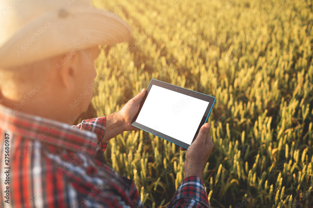 Smart farming, man using modern technologies in agriculture Stock Photo ...