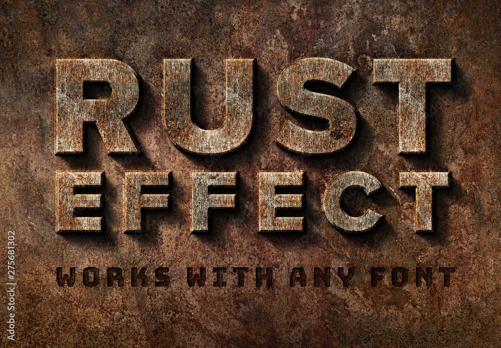 Modelo de Rusted Metal Text Effect do Stock | Adobe Stock