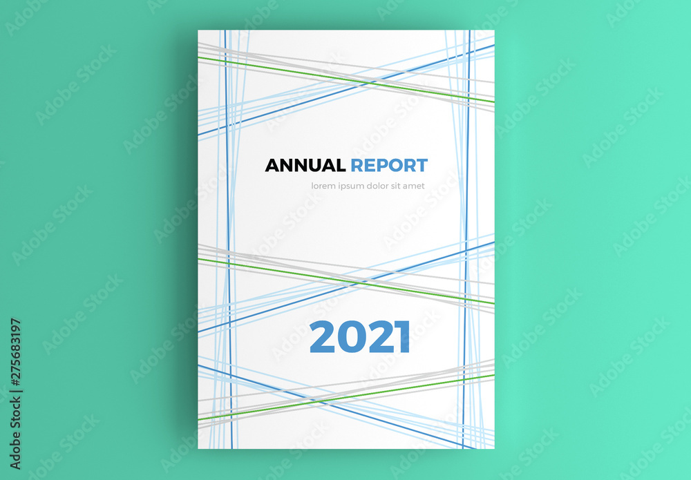 Report Cover with Green and Blue Lines Layout Stock Template | Adobe Stock