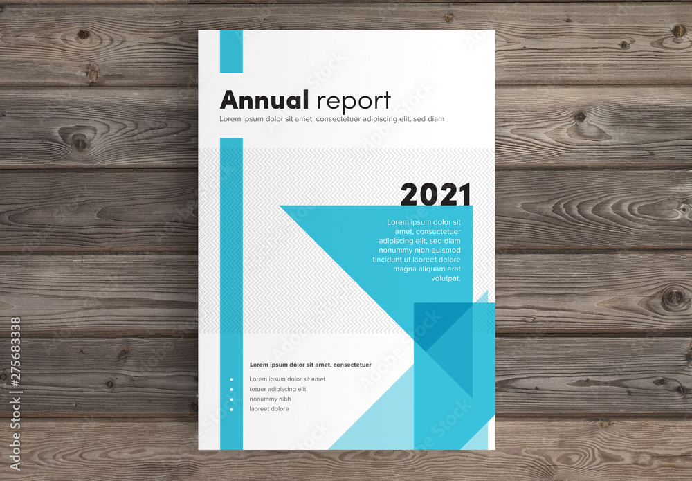 Report Cover with Triangle Shapes Layout Stock Template | Adobe Stock