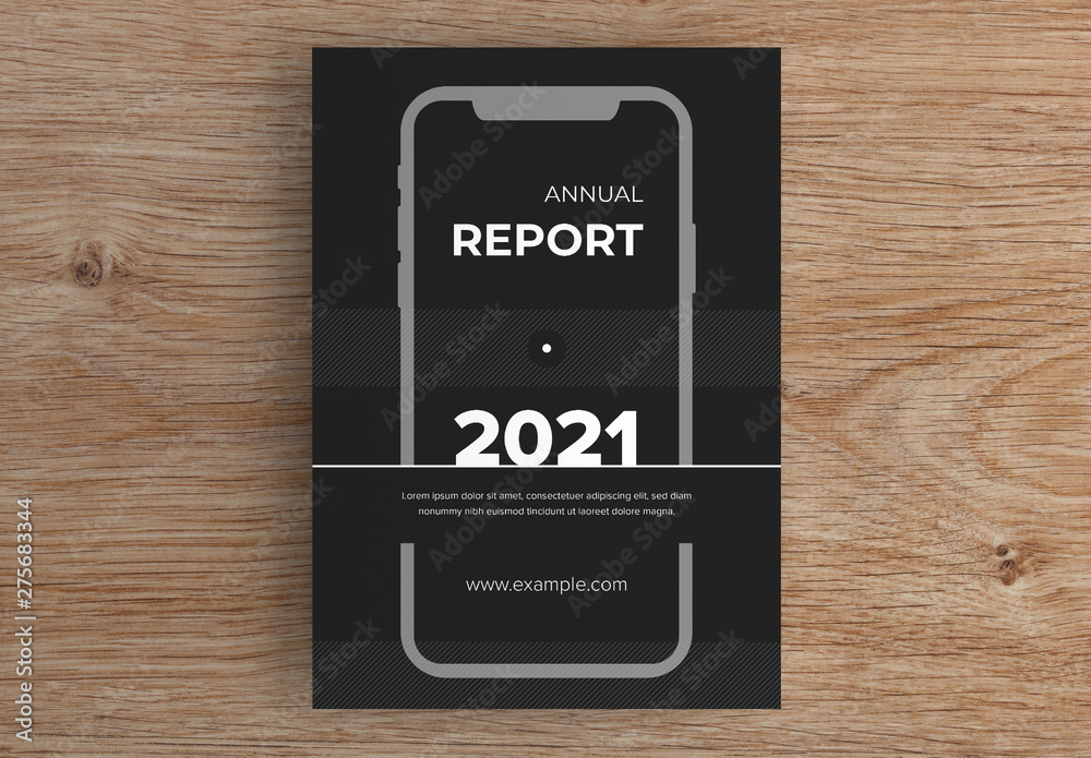 Report Cover with Smartphone Shape Layout Stock Template | Adobe Stock
