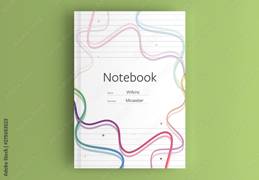 Notebook Cover with Colored Stripes Layout Stock Template | Adobe Stock