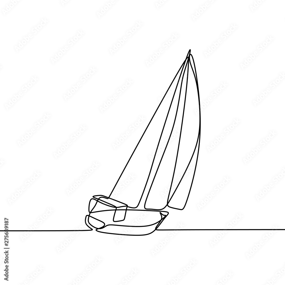 Sail one line drawing continuous lineart design minimalist style Stock ...