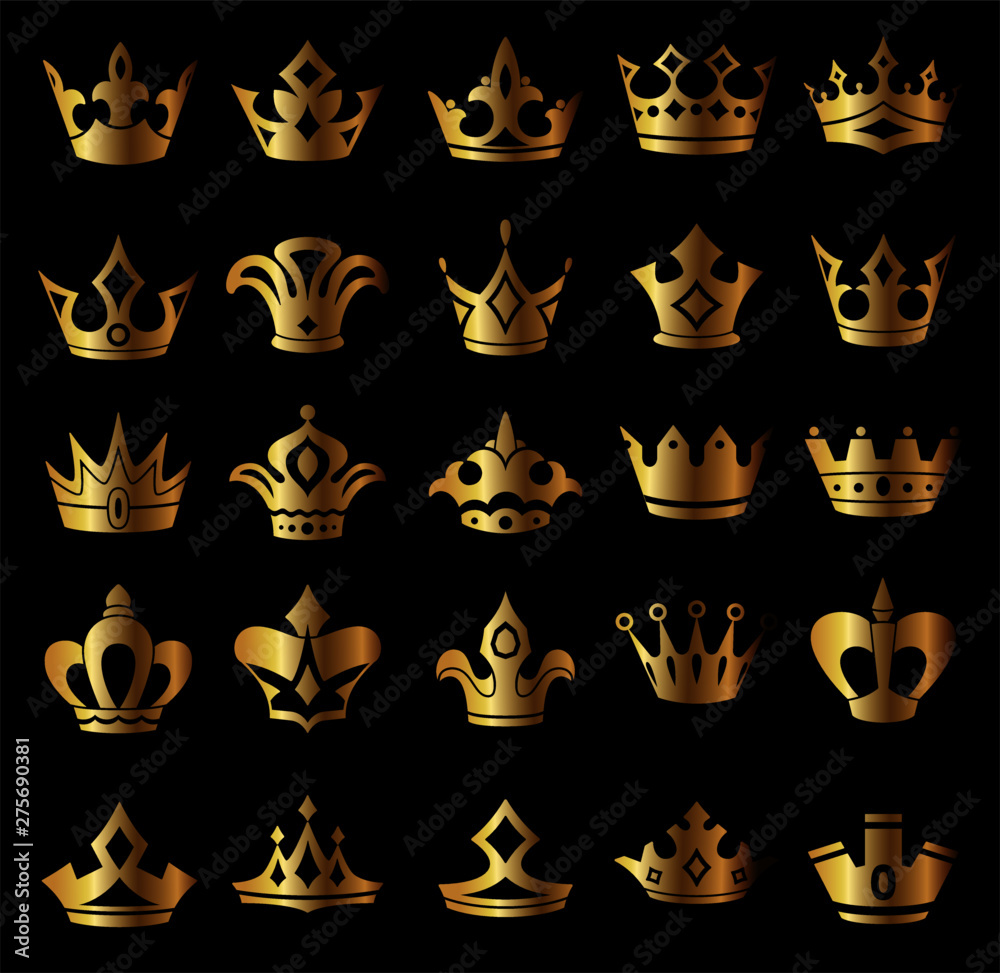 Vecteur Stock Gold Crowns Set - Set of gold crowns icons. Colors in ...