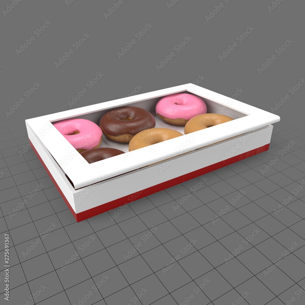 Assorted doughnuts in box Stock 3D asset | Adobe Stock