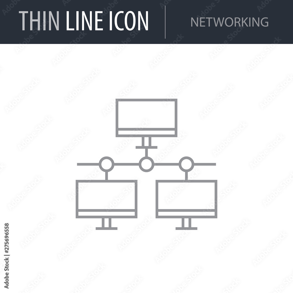 Symbol of Networking. Thin line Icon of Network. Stroke Pictogram ...