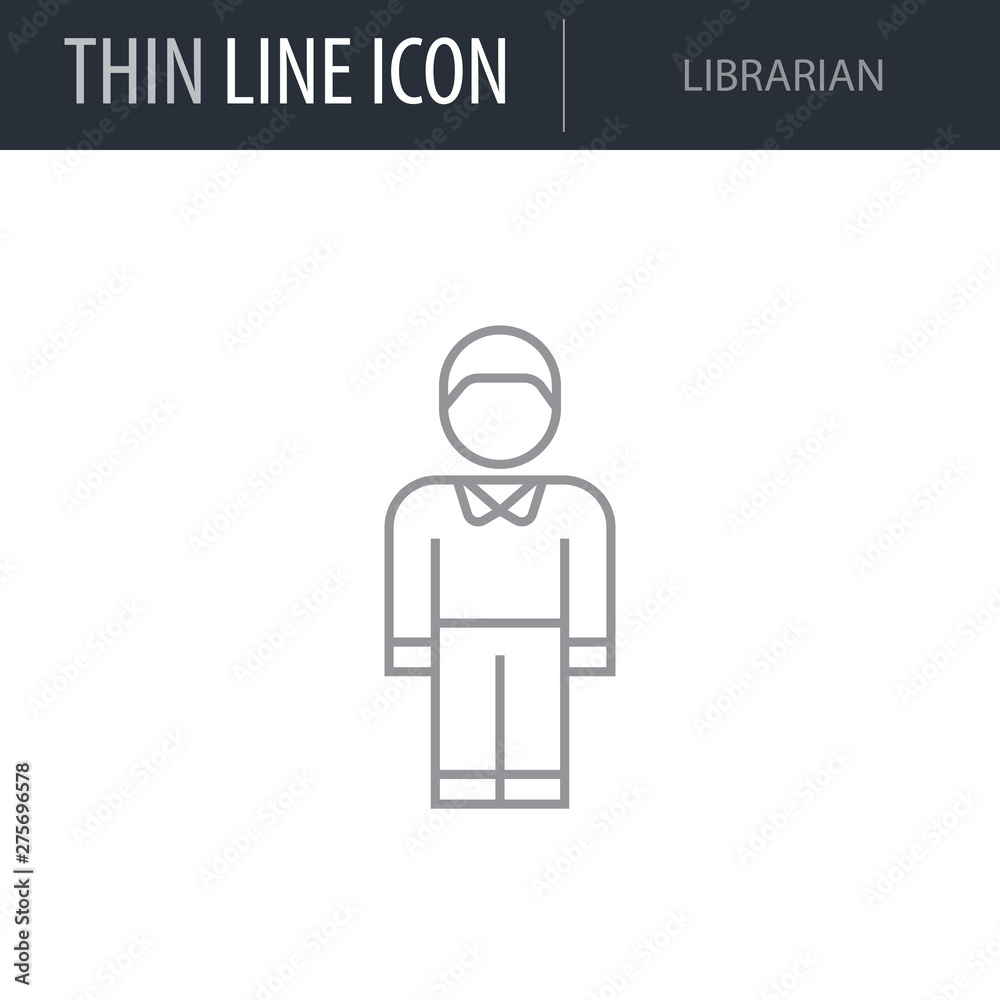 Symbol of Librarian. Thin line Icon of Professions. Stroke Pictogram ...