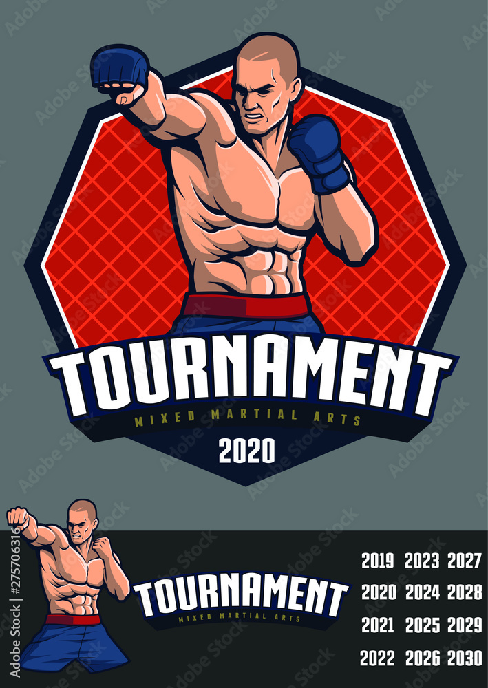 mma fighter design for badge and logo Stock Vector | Adobe Stock