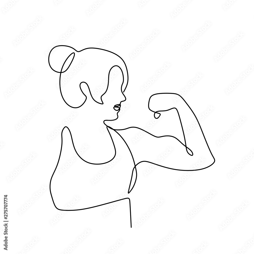 Vecteur Stock Strong women continuous one line drawing minimalist ...