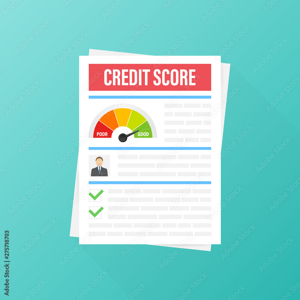 Credit score document. Paper sheet chart of personal credit score ...