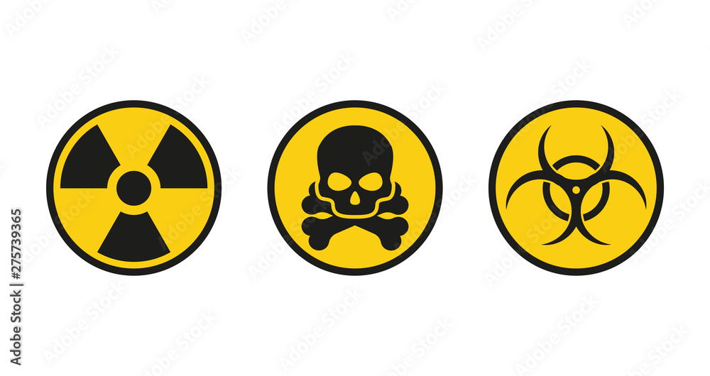 danger signs, radiation radiation color flat icons Stock Vector | Adobe ...