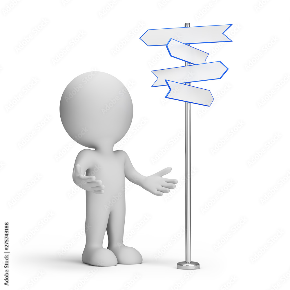3d man chooses the path Stock Illustration | Adobe Stock