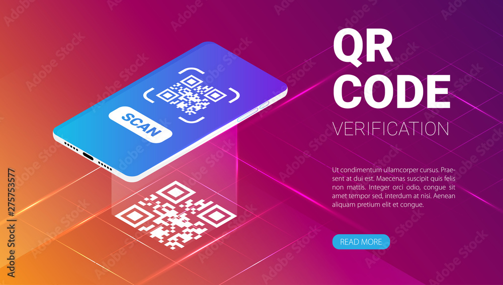 QR code verification service web banner isometric vector Stock Vector ...