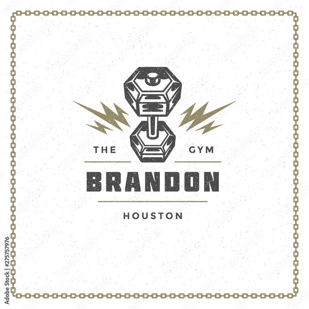 Fitness gym badge or emblem vector illustration. Stock Vector | Adobe Stock