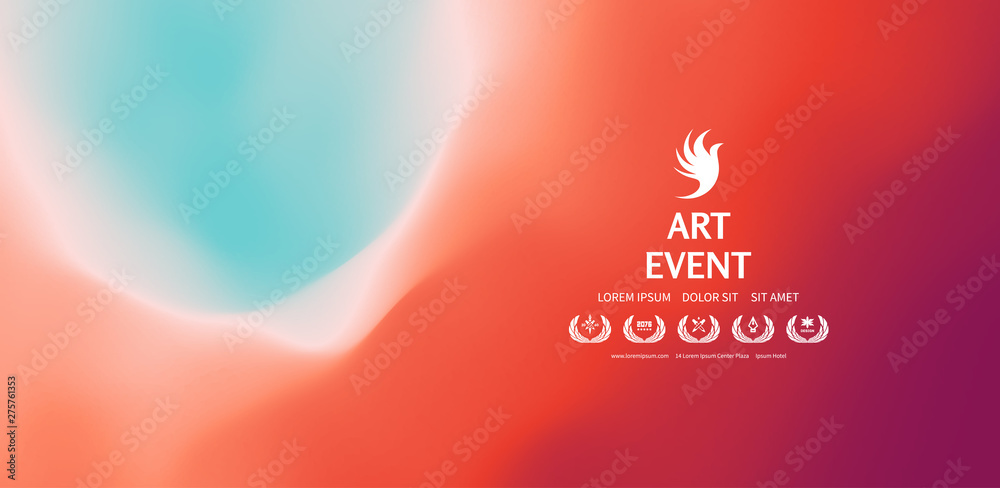 Art event invitation template. Creative design poster with vibrant ...